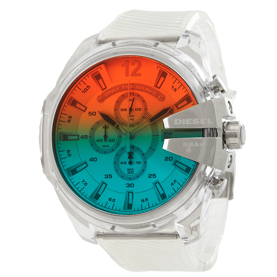 Diesel Mega Chief Chronograph Quartz White Dial Men's Watch DZ4515 ...