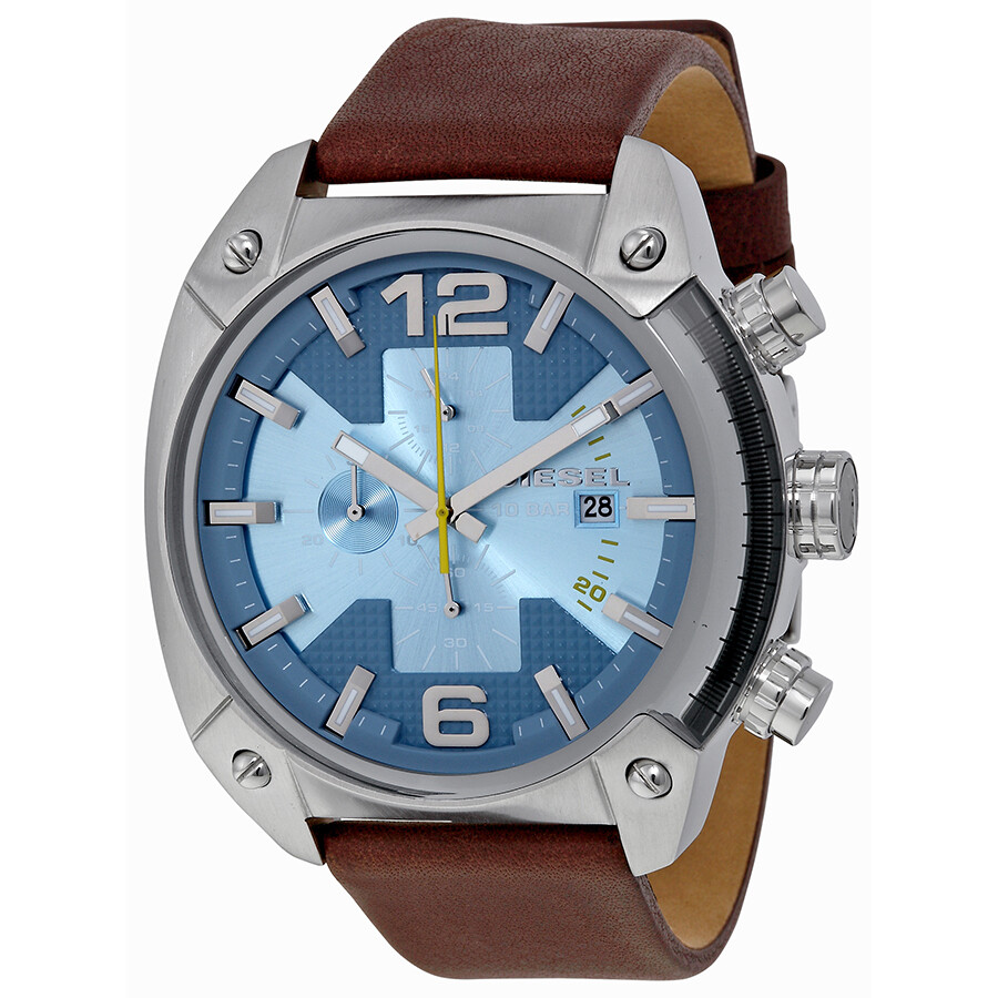 Diesel Overflow Blue Dial Brown Leather Men's Watch DZ4340 698615102617 ...