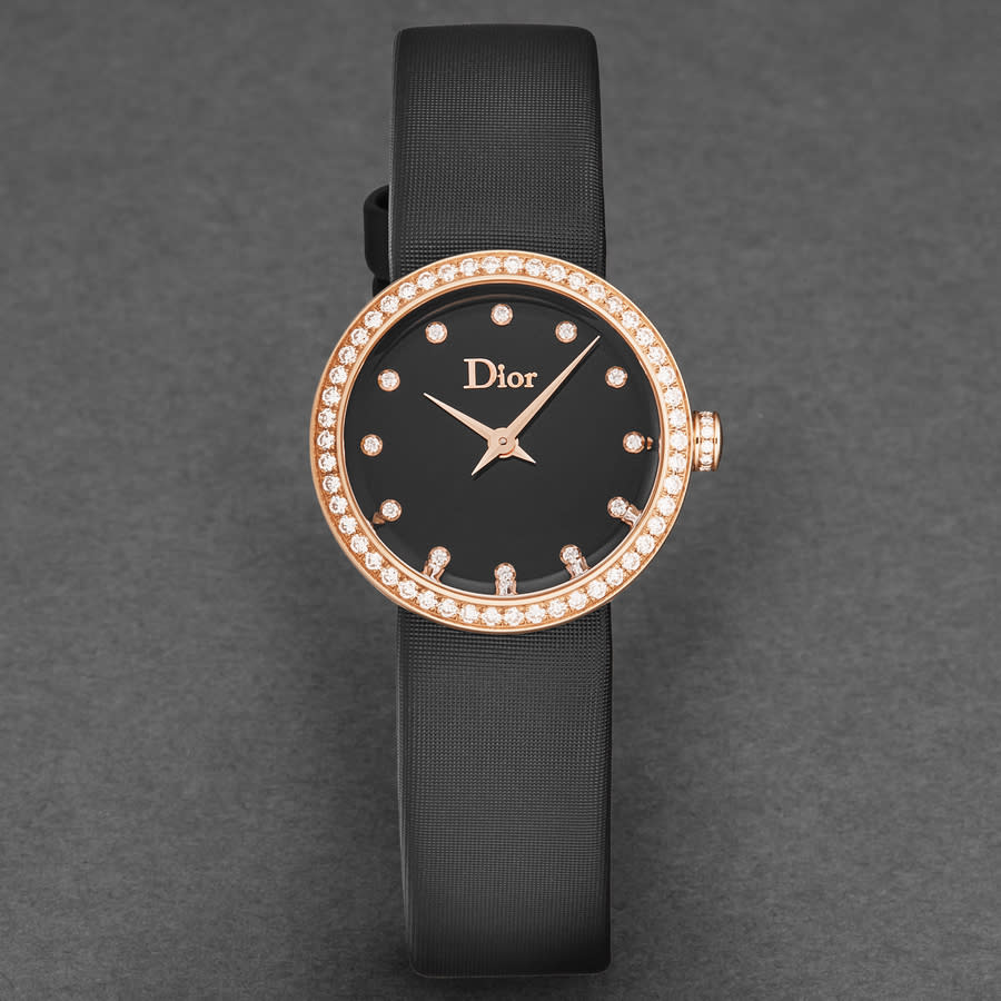 Dior La D De Dior Quartz Diamond Black Dial Ladies Watch CD047170A005 ...
