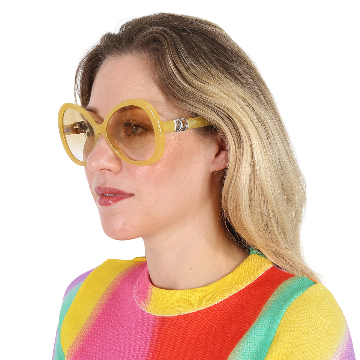 Dolce & Gabbana Clear Gradient Yellow Oval Ladies Sunglasses DG6194U ...