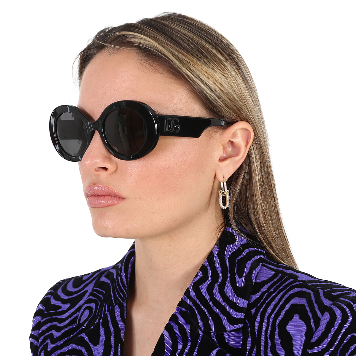 Dolce & Gabbana Dark Grey Oval Ladies Sunglasses DG4448F 501/87 51 ...