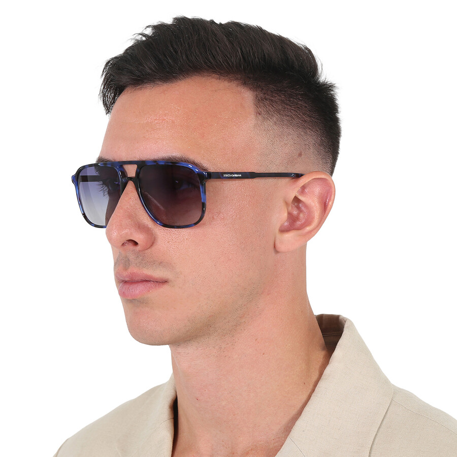 Dolce & Gabbana Light Gray Gradient Dark Blue Pilot Men's Sunglasses ...