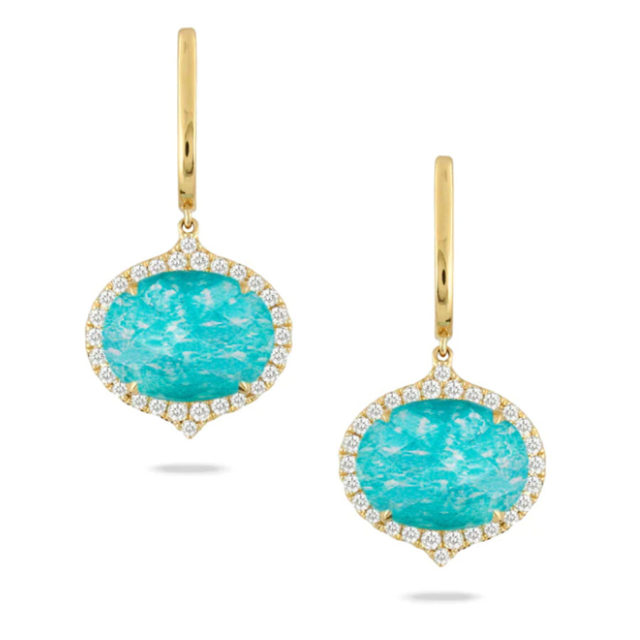 Dove BY DORON PALOMA 18KT YELLOW GOLD AMAZONITE DROP EARRINGS WITH ...