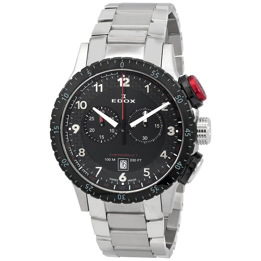 Edox Chronorally 1 Chronograph Quartz Black Dial Men's Watch 10114 3NRM ...