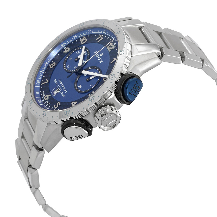 Edox Chronorally 1 Chronograph Quartz Blue Dial Men's Watch 10114 3NBU ...