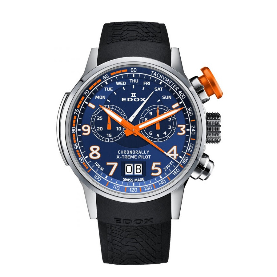 Edox Chronorally Chronograph Quartz Blue Dial Men's Watch 38001 TINOCA ...