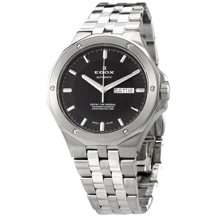 Edox Delfin Automatic Black Dial Men's Watch 88005 3M NIN 7640174544127 ...