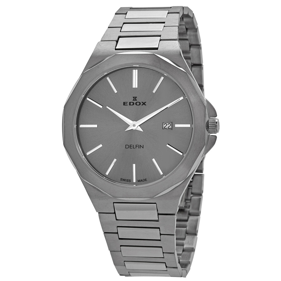 Edox Delfin Quartz Grey Dial Men's Watch 71289 3M GIN 842047185582 ...