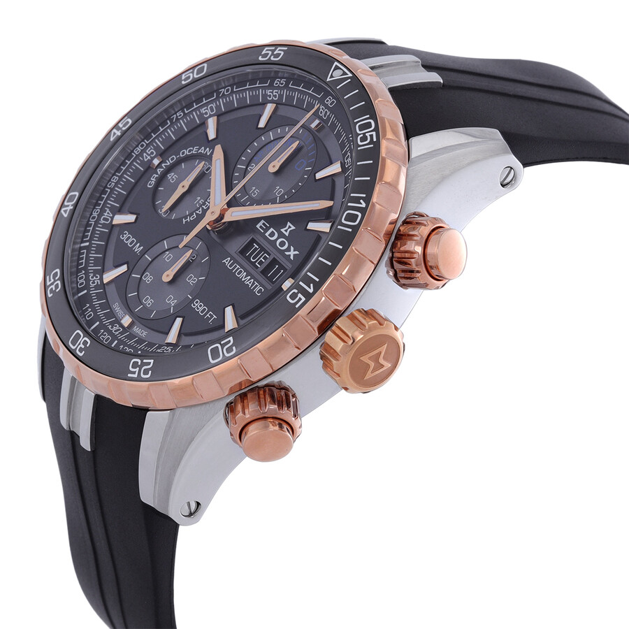 Edox Grand Ocean Chronograph Automatic Black Dial Men's Watch 01123 ...