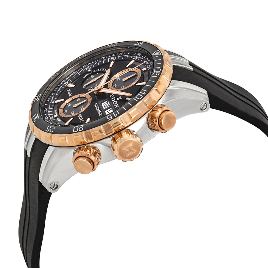 Edox Grand Ocean Chronograph Automatic Black Dial Men's Watch 01123 ...