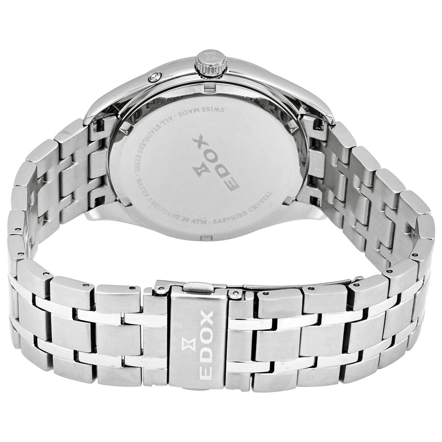 Edox Moonphase Date Black Dial Stainless Steel Men's Watch 40008-3M-NIN ...