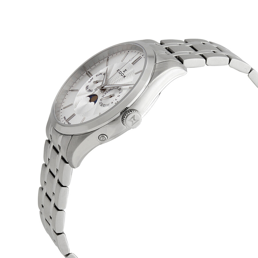Edox Moonphase Date Silver Dial Men's Watch 40008-3M-AIN - Watches ...