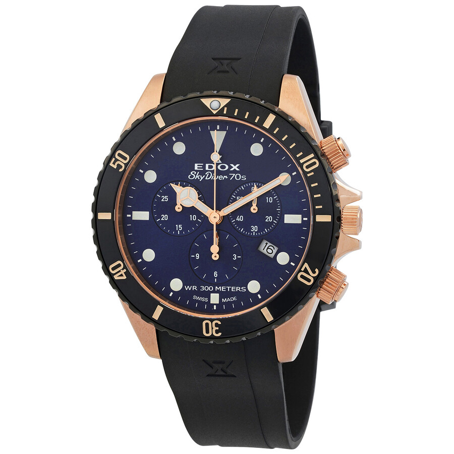 Edox Skydiver Chronograph Quartz Blue Dial Men's Watch 10238 37RNNCA ...