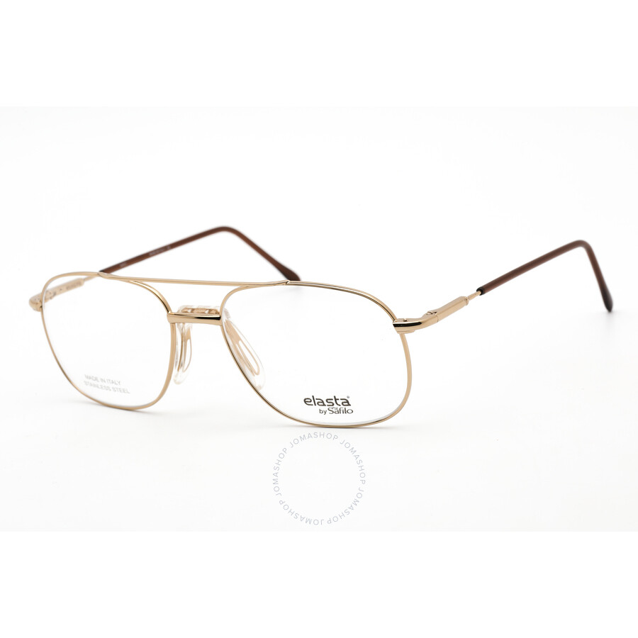 Elasta Mens Rose Gold Tone Rectangular Eyeglass Frames 704500000056