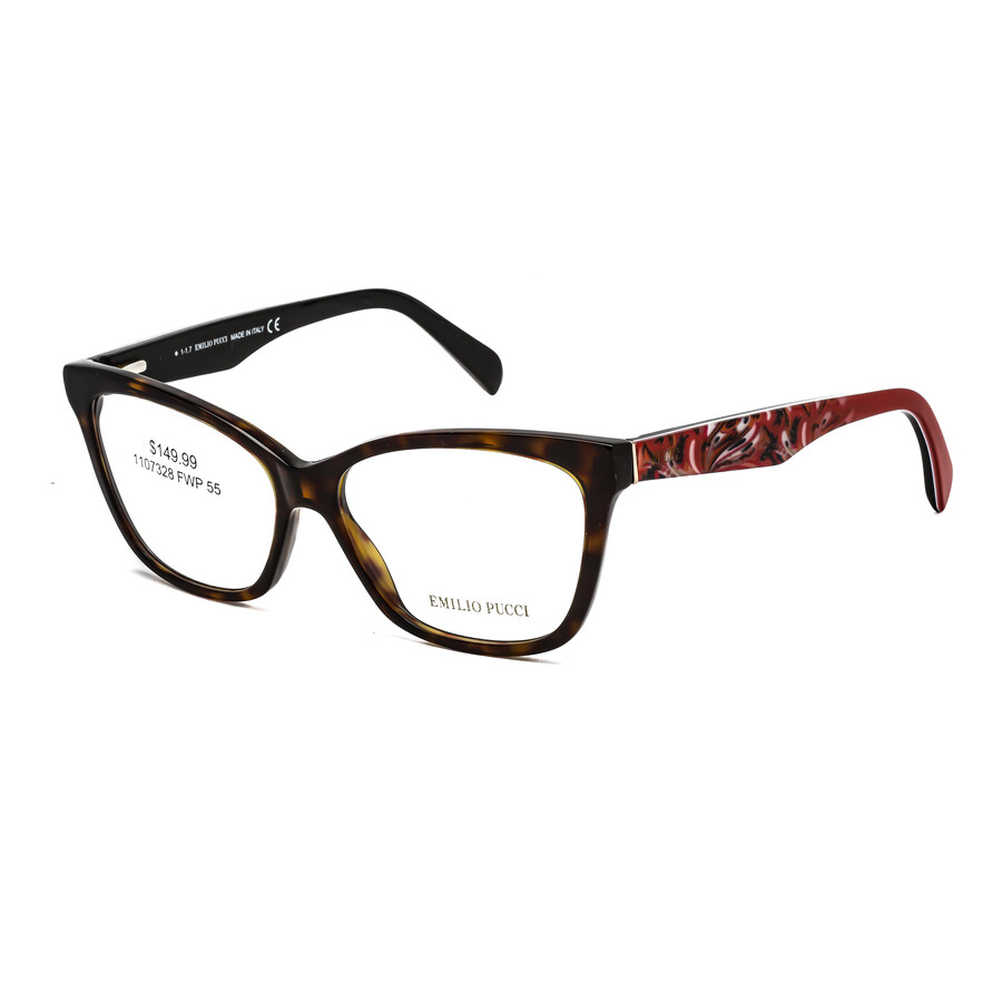 Emilio Pucci Unisex Tortoise Square Eyeglass Frames EP5014-305655 ...