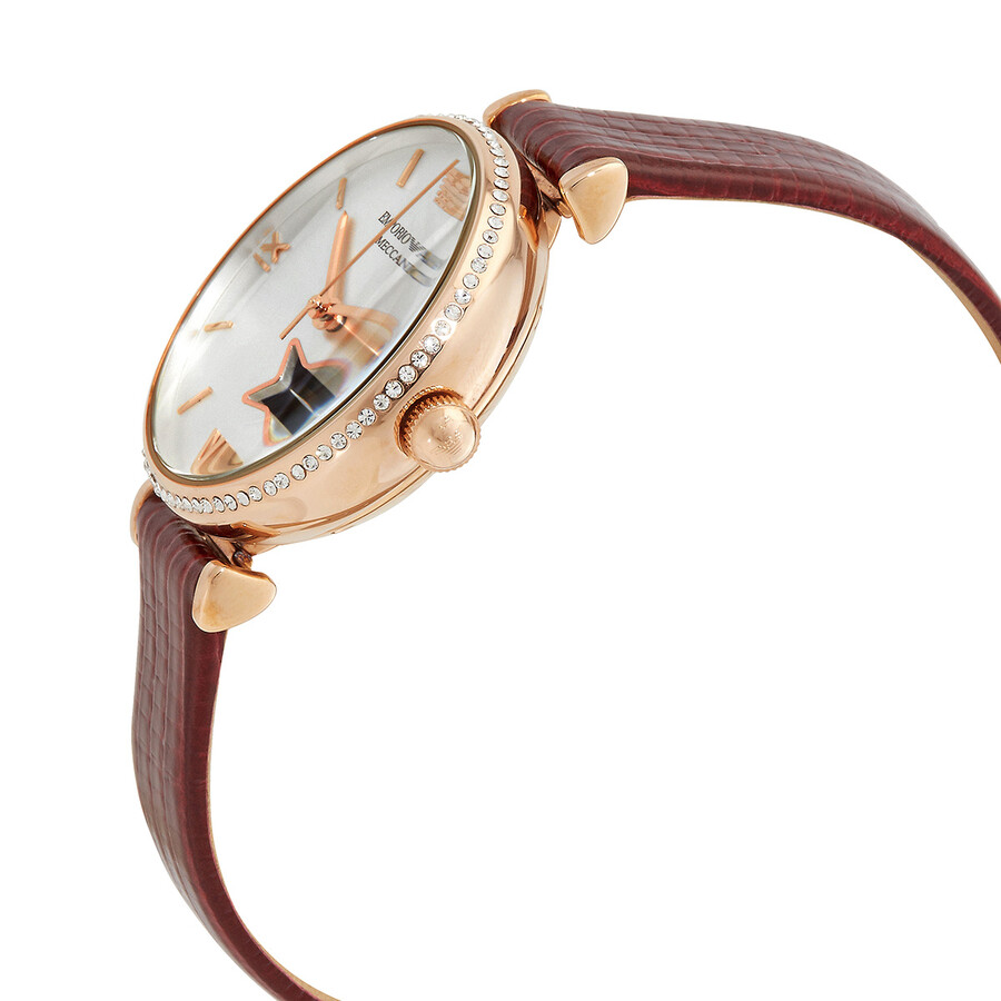 Emporio Armani Automatic Crystal Silver Dial Ladies Watch AR60044 ...