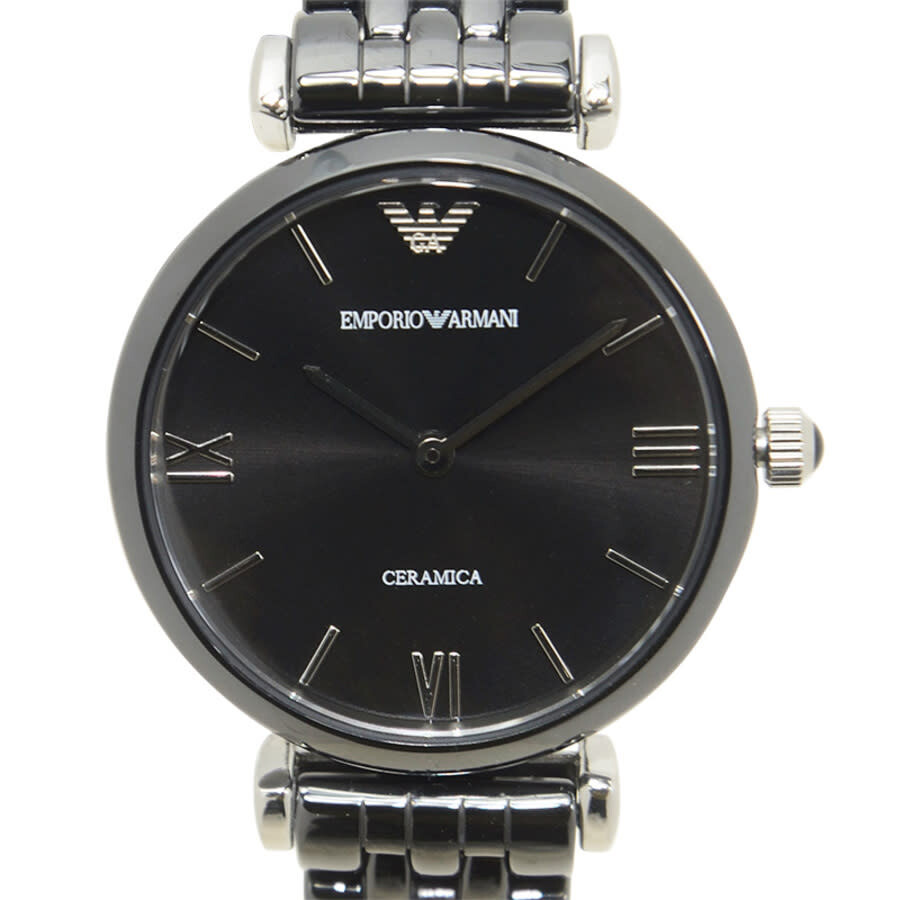 Emporio Armani Ceramica Black Dial Black Ceramic Quartz Ladies Watch ...