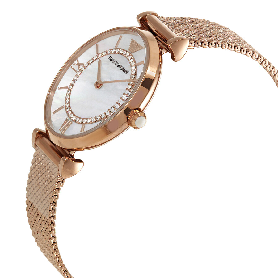 Emporio Armani Gianni T-Bar Mother of Pearl Dial Ladies Watch AR11320 ...