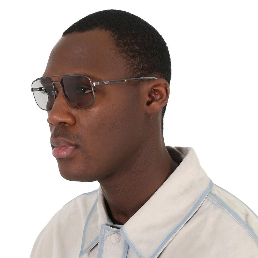 Emporio Armani Light Grey Navigator Men's Sunglasses EA2139 300387 57 ...
