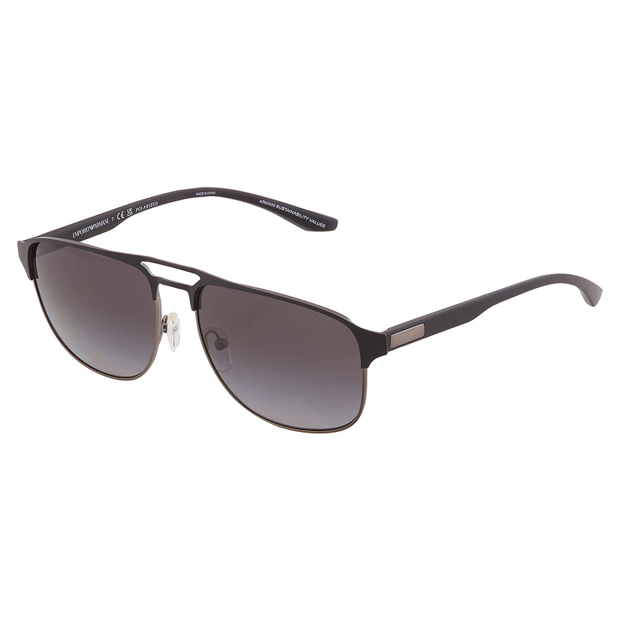 Emporio Armani Polarized Grey Gradient Pilot Men's Sunglasses EA2144 ...