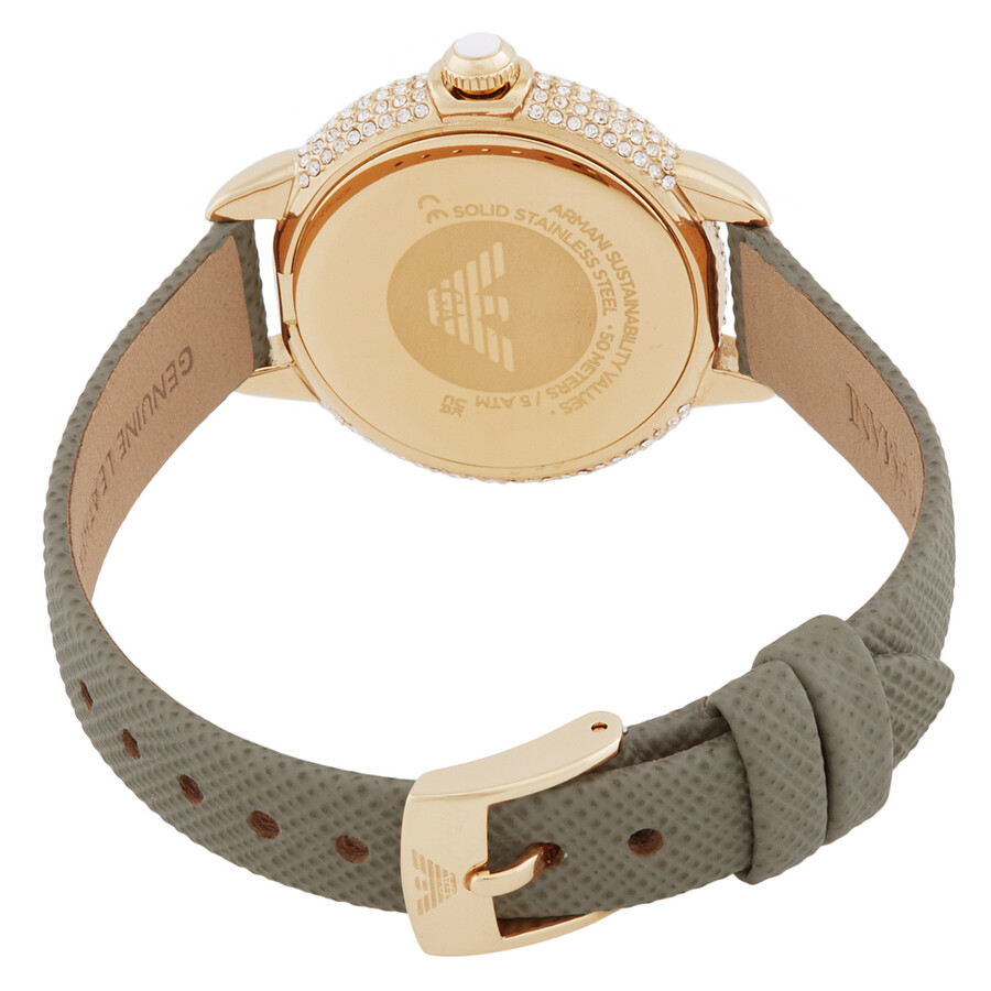 Emporio Armani Quartz Crystal White Mother of Pearl Dial Ladies Watch ...