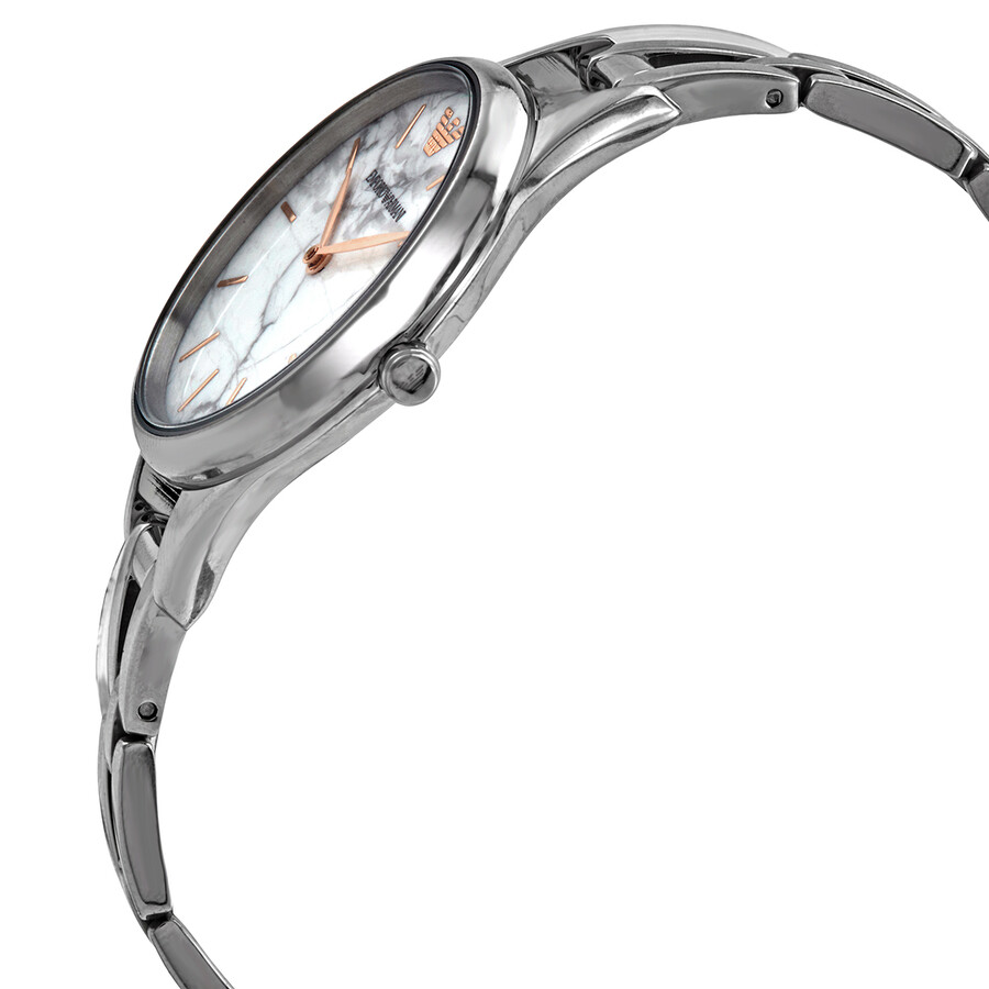 Emporio Armani Quartz Marbled White Dial Ladies Watch AR11167 ...