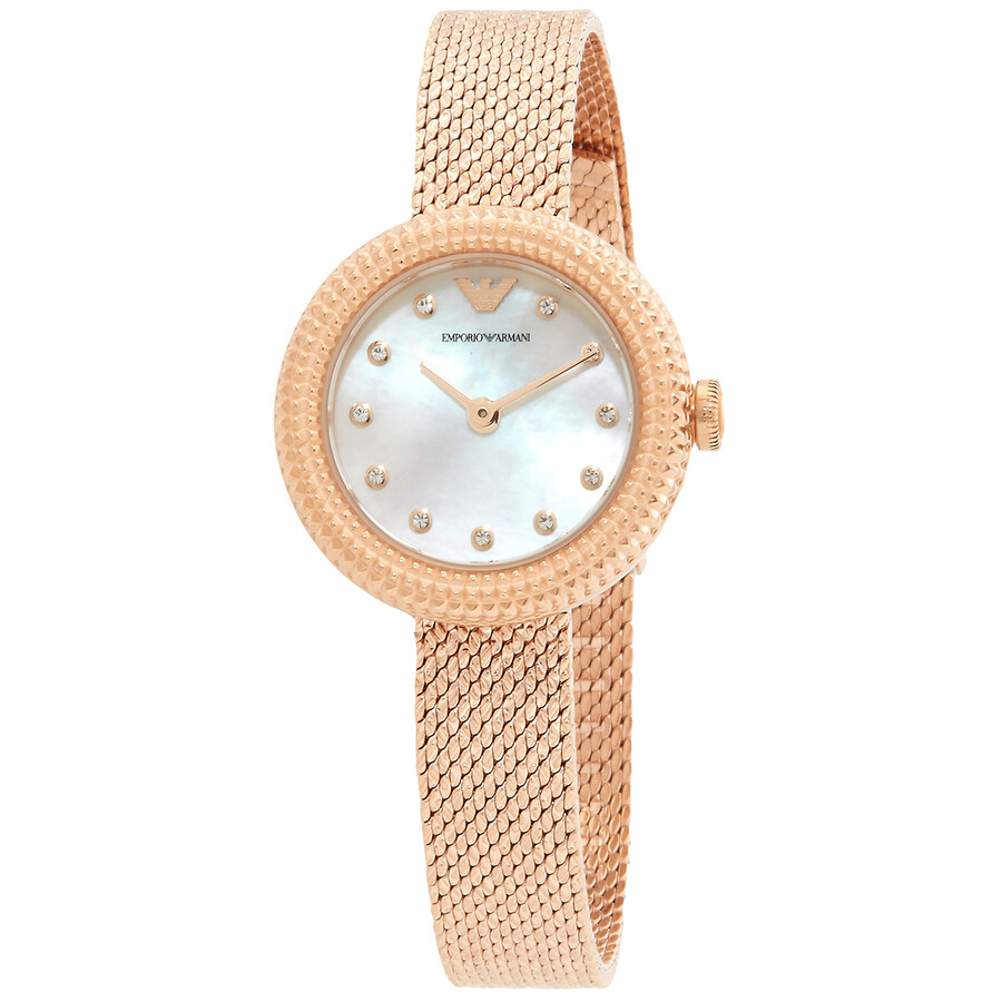 Emporio Armani Rosa Quartz Crystal White Dial Ladies Watch AR11416 ...