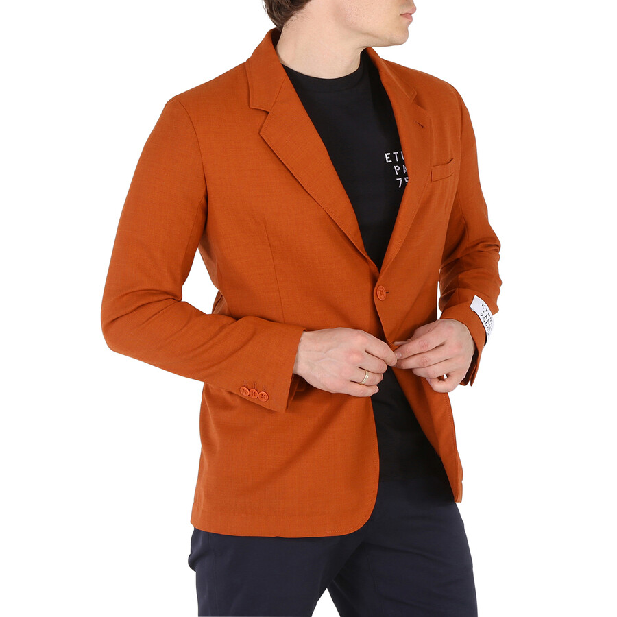 Etudes Men's Wool Rust Plane Single Breasted Blazer, Brand Size 48 (US ...