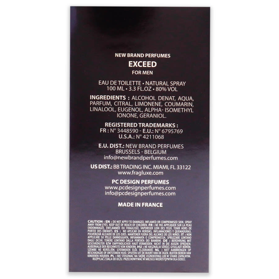 New Brand Exceed by New Brand for Men - 3.3 oz EDT Spray 5425017730675 ...
