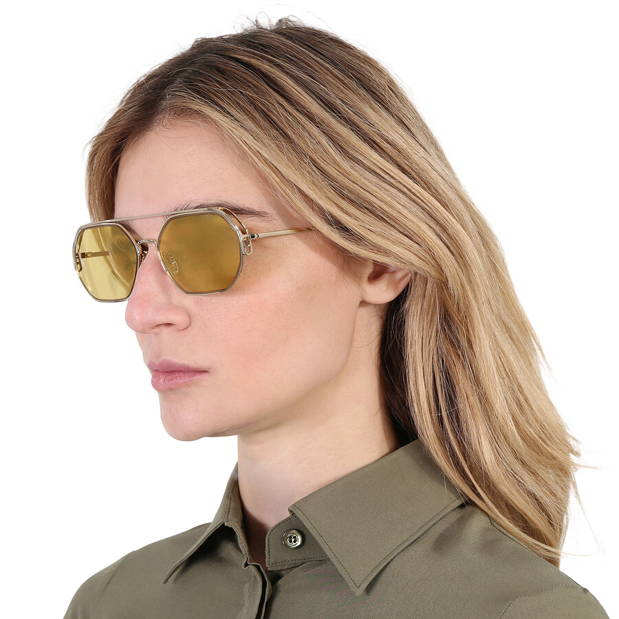 Fendi Gold Mirror Geometric Ladies Sunglasses FE40039U 10L 57 ...