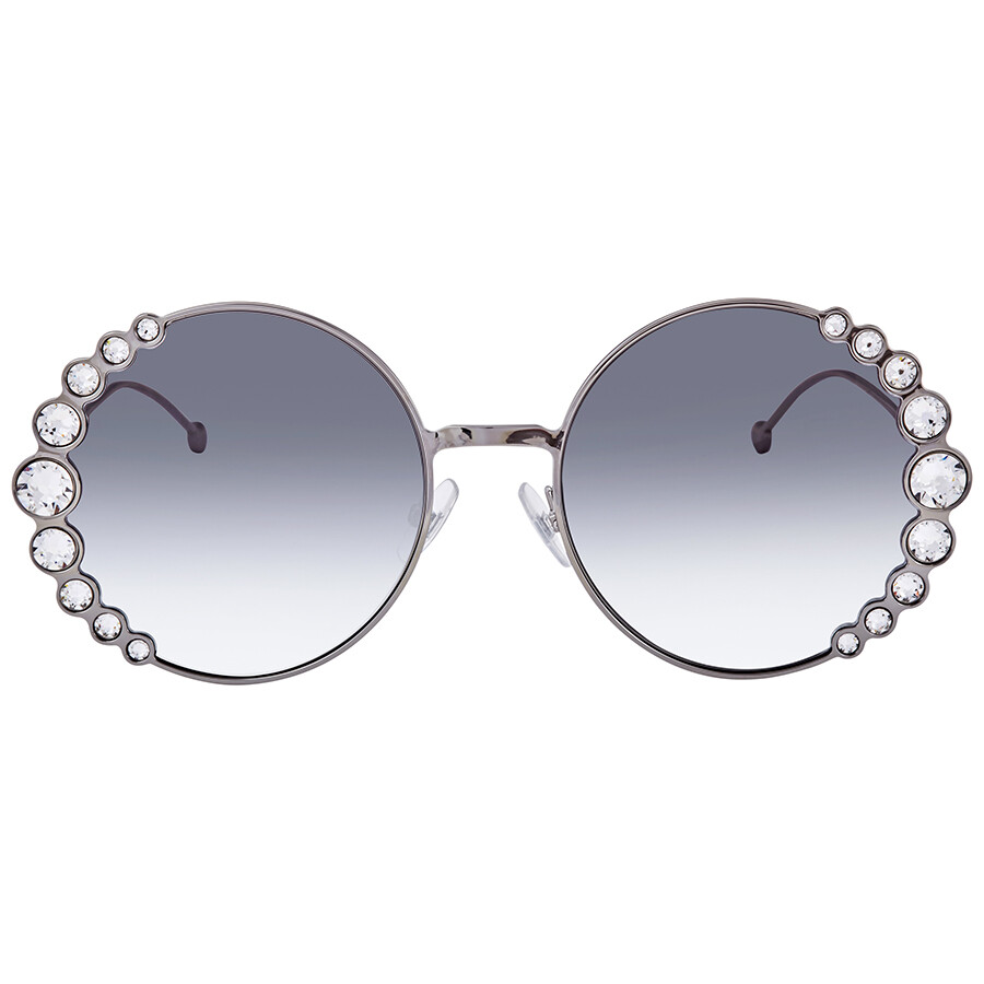 Fendi Ribbons & Crystals Grey Shaded Round Ladies Sunglasses ...
