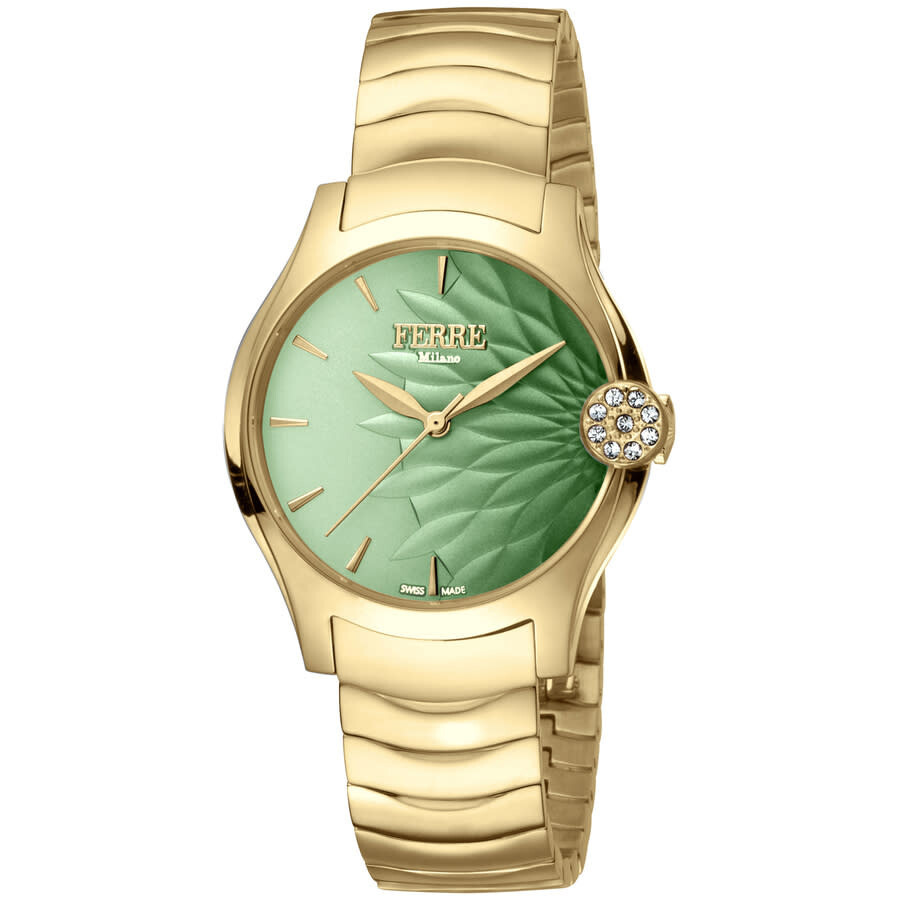 Ferre Milano Classic Quartz Green Dial Ladies Watch FM1L121M0071 ...
