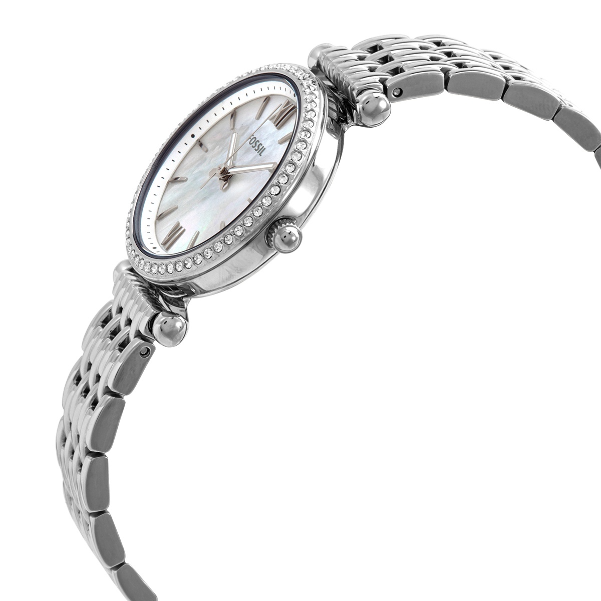 Fossil Carlie Mini Quartz Crystal Mother of Pearl Dial Ladies Watch ...