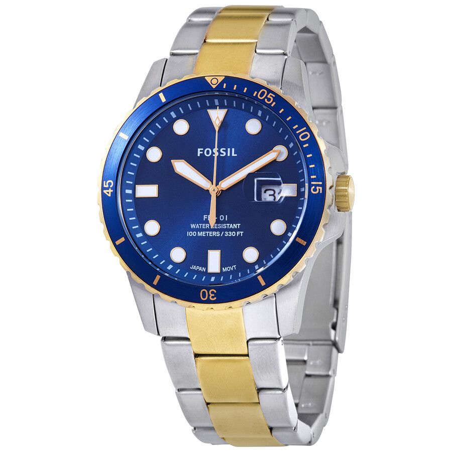 Fossil FB-01 Quartz Blue Dial Two-tone Men's Watch FS5742 796483530577 - Watches, Fb-01 - Jomashop