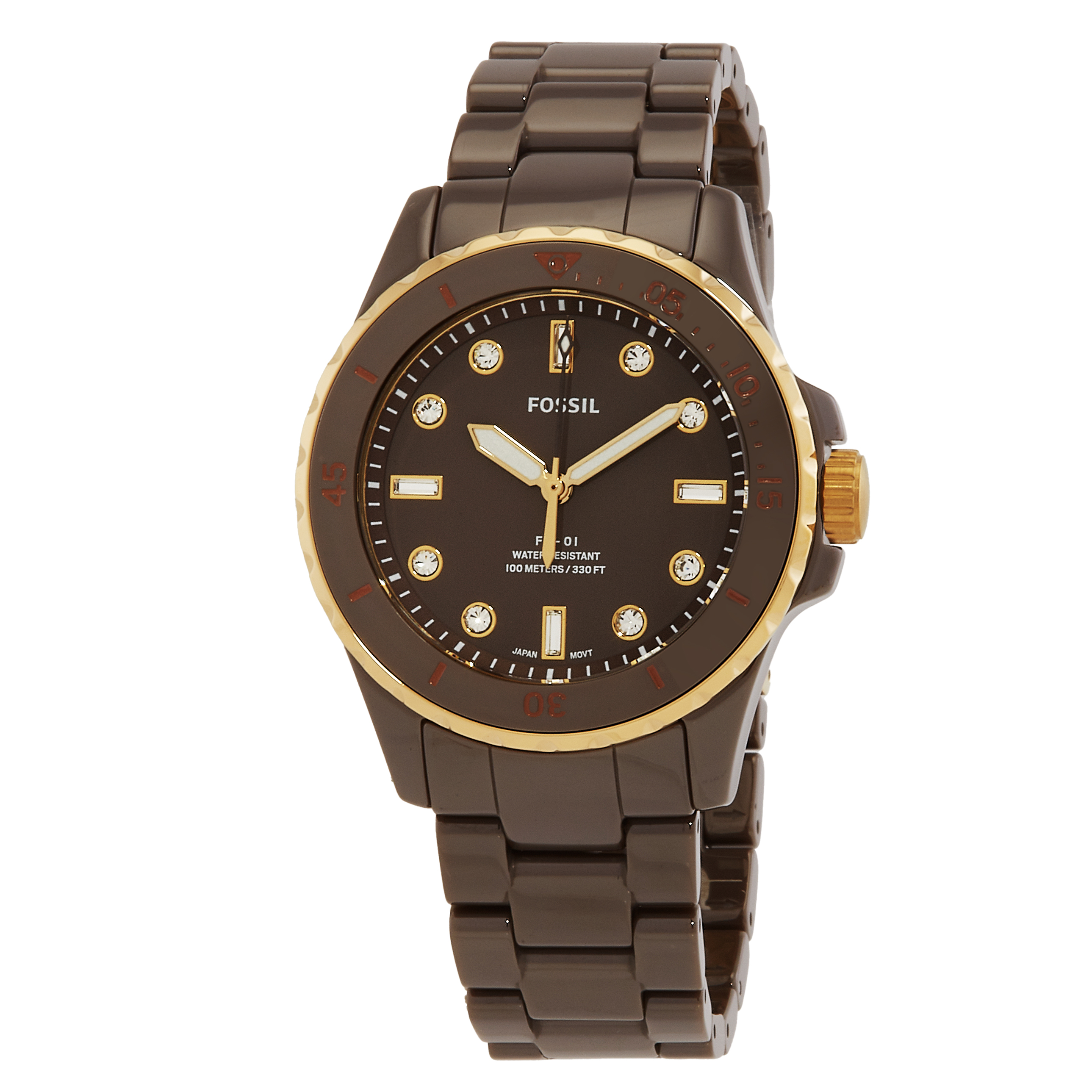 Fossil FB-01 Quartz Brown Dial Ceramic Ladies Watch CE1121 796483578012 ...