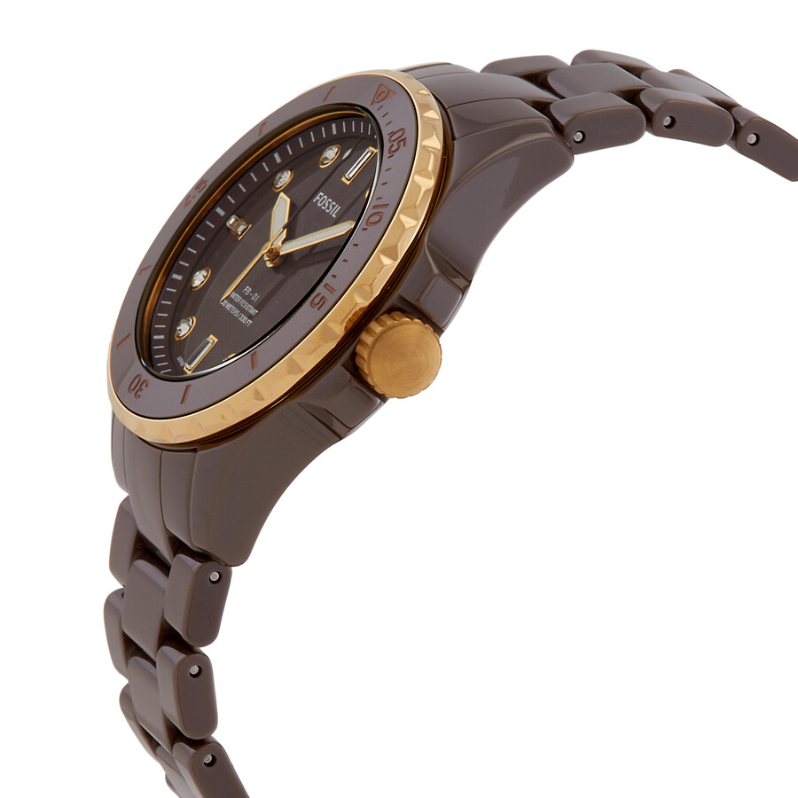 Fossil FB-01 Quartz Brown Dial Ceramic Ladies Watch CE1121 796483578012 - Watches, Fb-01 - Jomashop