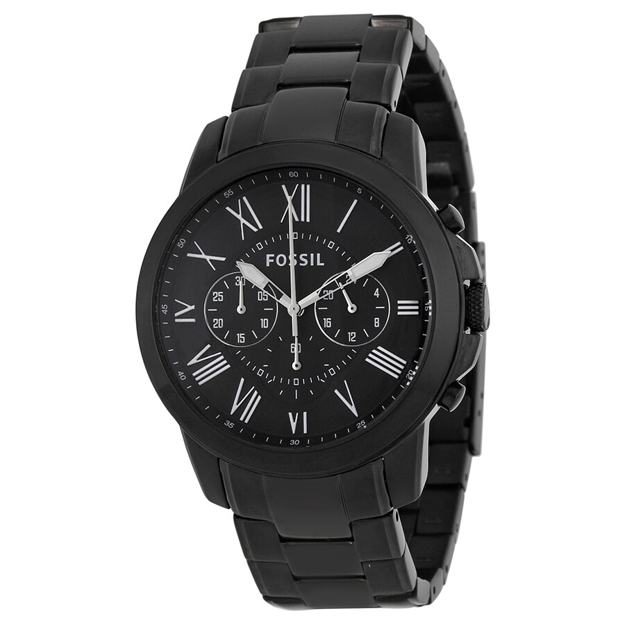 Fossil Grant Chronograph Black Dial Black-plated Men's Watch FS4832 ...
