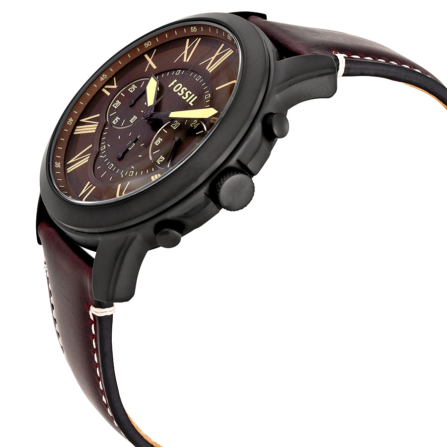 Fossil Grant Dark Brown Chronograph Leather Men's Watch FS5088 ...