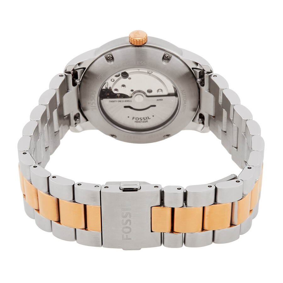 Fossil Heritage Automatic Silver Dial Two-Tone Unisex Watch ME3227 ...
