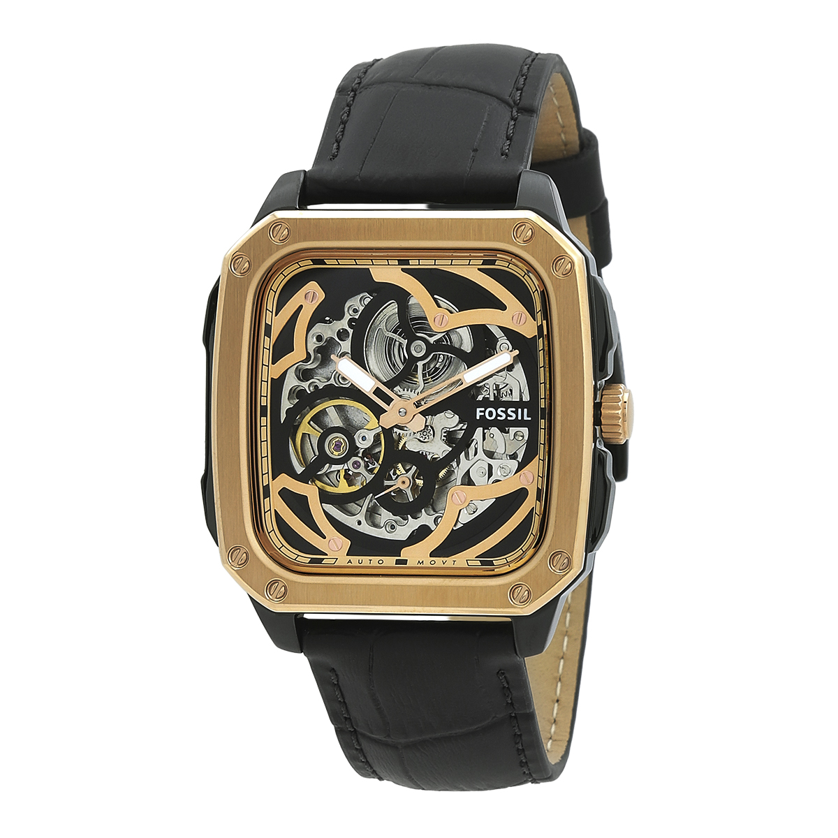 Fossil Inscription Automatic Black Skeleton Dial Men's Watch BQ2572 ...