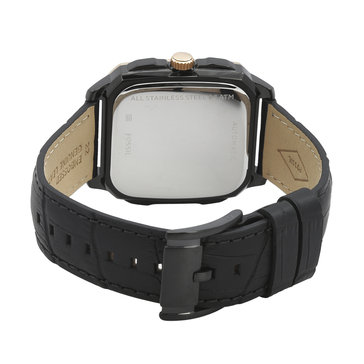 Fossil Inscription Automatic Black Skeleton Dial Men's Watch BQ2572 ...