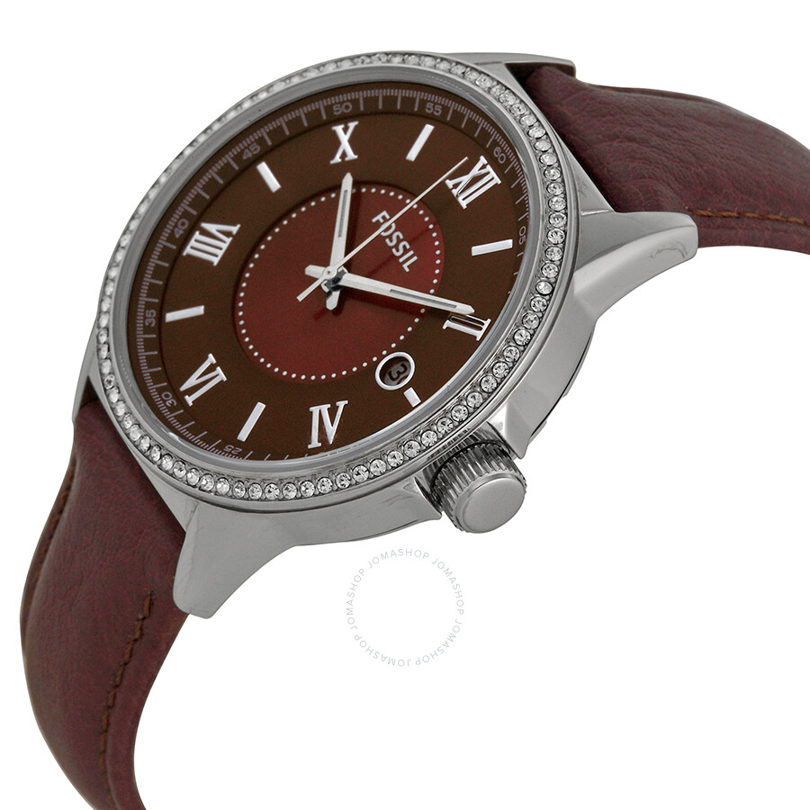 Fossil Maroon Dial Maroon Leather Strap Ladies Watch BQ1112 ...