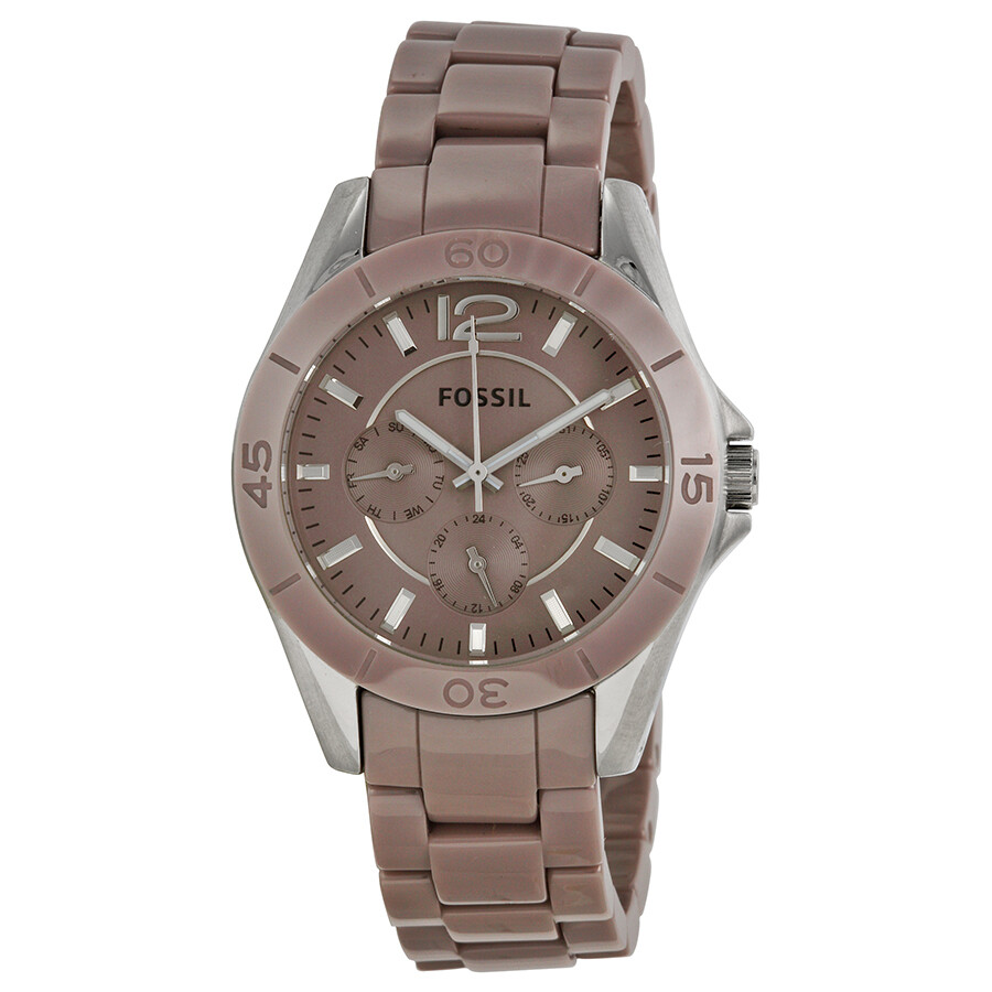 Fossil Riley GMT Antique Pearl Ceramic Ladies Watch CE1065 691464918668 ...