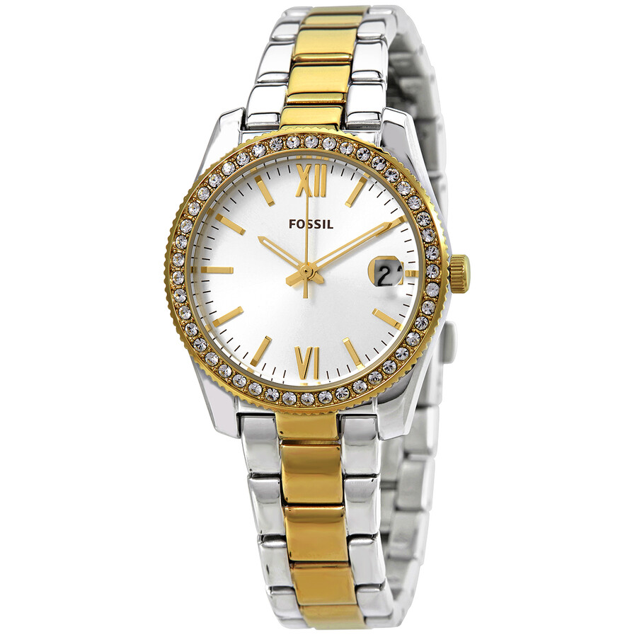 Fossil Scarlette Mini Quartz Crystal Silver Dial Ladies Watch ES4319 ...