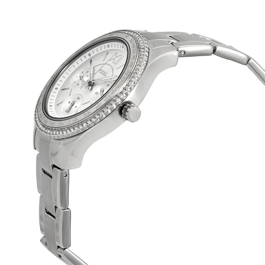 Fossil Stella Sport Chronograph Quartz Crystal Silver Dial Ladies Watch ...