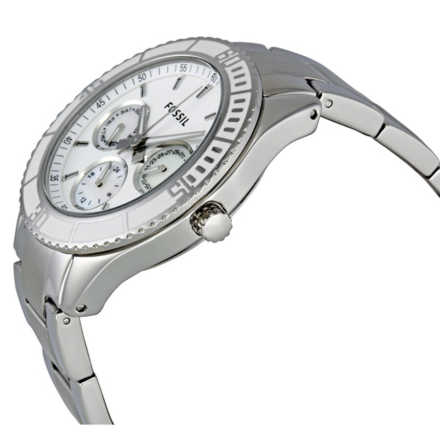 Fossil Stella Stainless Steel White Dial Multifunction Ladies Watch ...