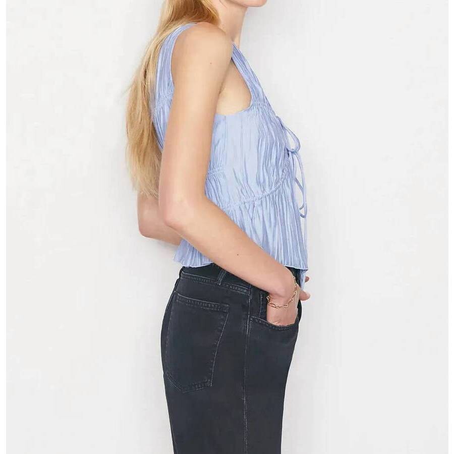 Frame Ladies Cinched Crinkle Tank Chambray Blue, Size X-Small 87835 ...