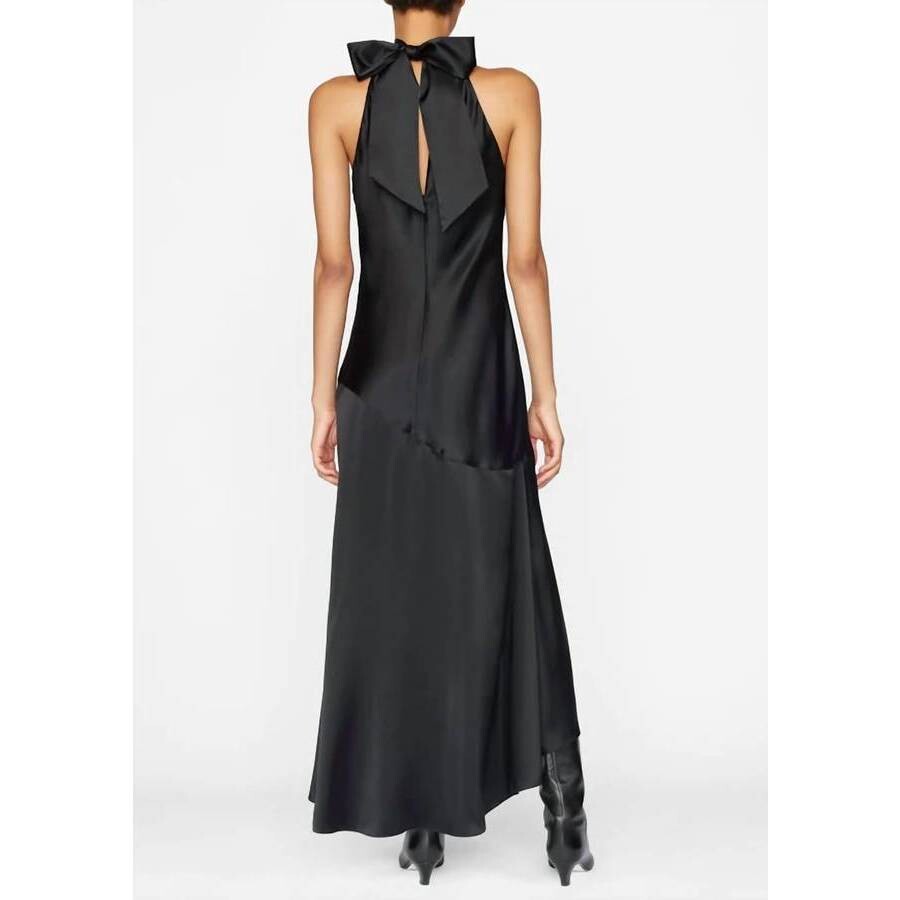 Frame Ladies Draped Neck-Tie Halter Dress Noir, Size X-Small 122374 ...