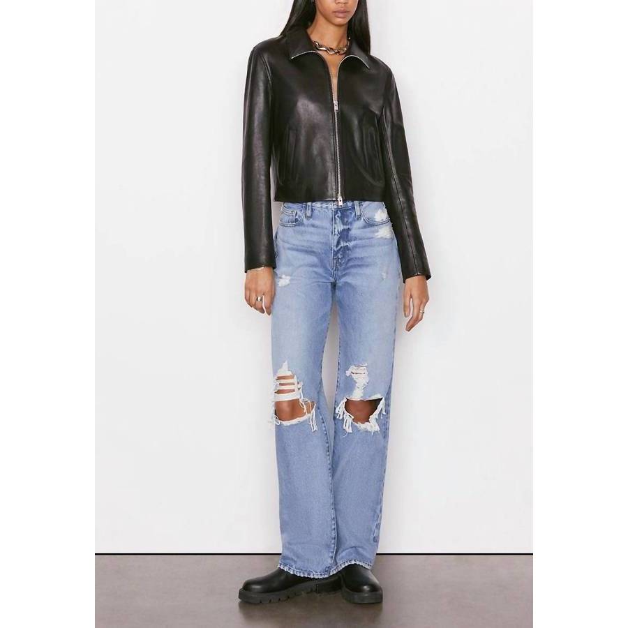 Frame Ladies Exposed Zip Leather Jacket Noir 53666-Noir - Apparel ...