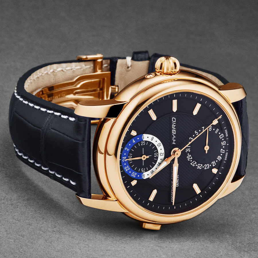 Frederique Constant Hybrid World Time GMT Automatic Blue Dial Men's ...